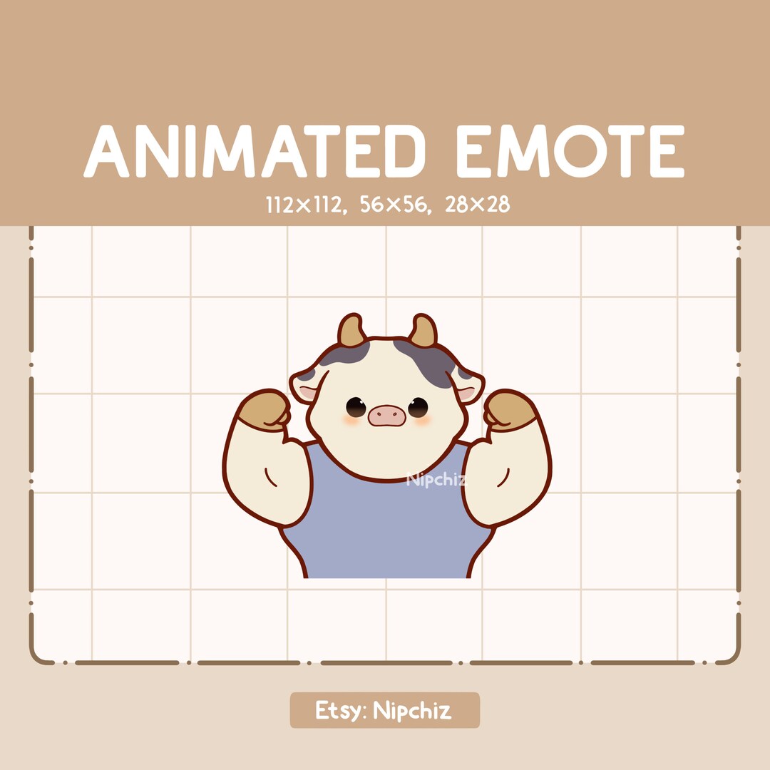 Animated Emote Cow is Flexing His Muscle Ready to Use Emote for ...