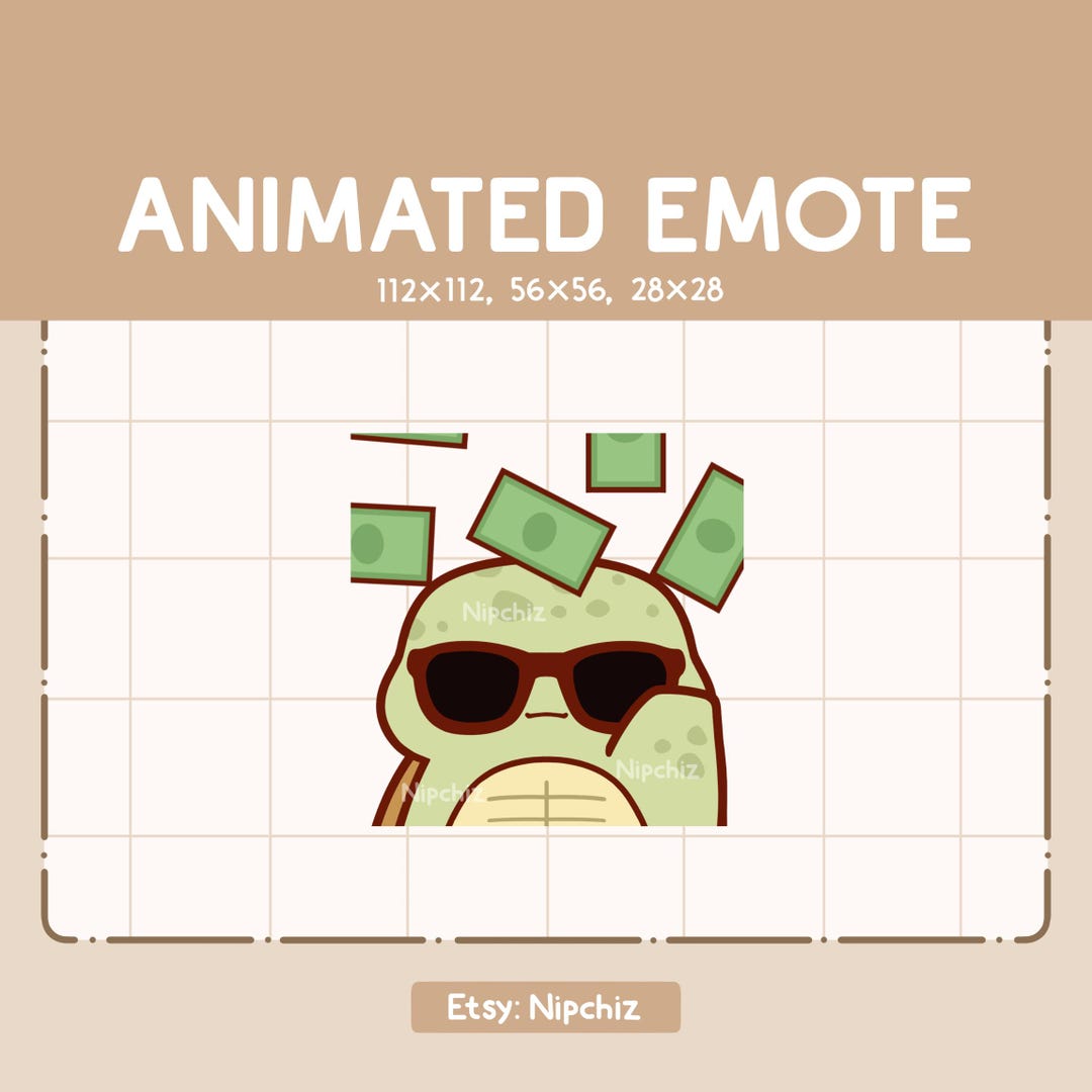 Animated Emote Cute Fancy Turtle With the Cool Glasses - Adorable ...