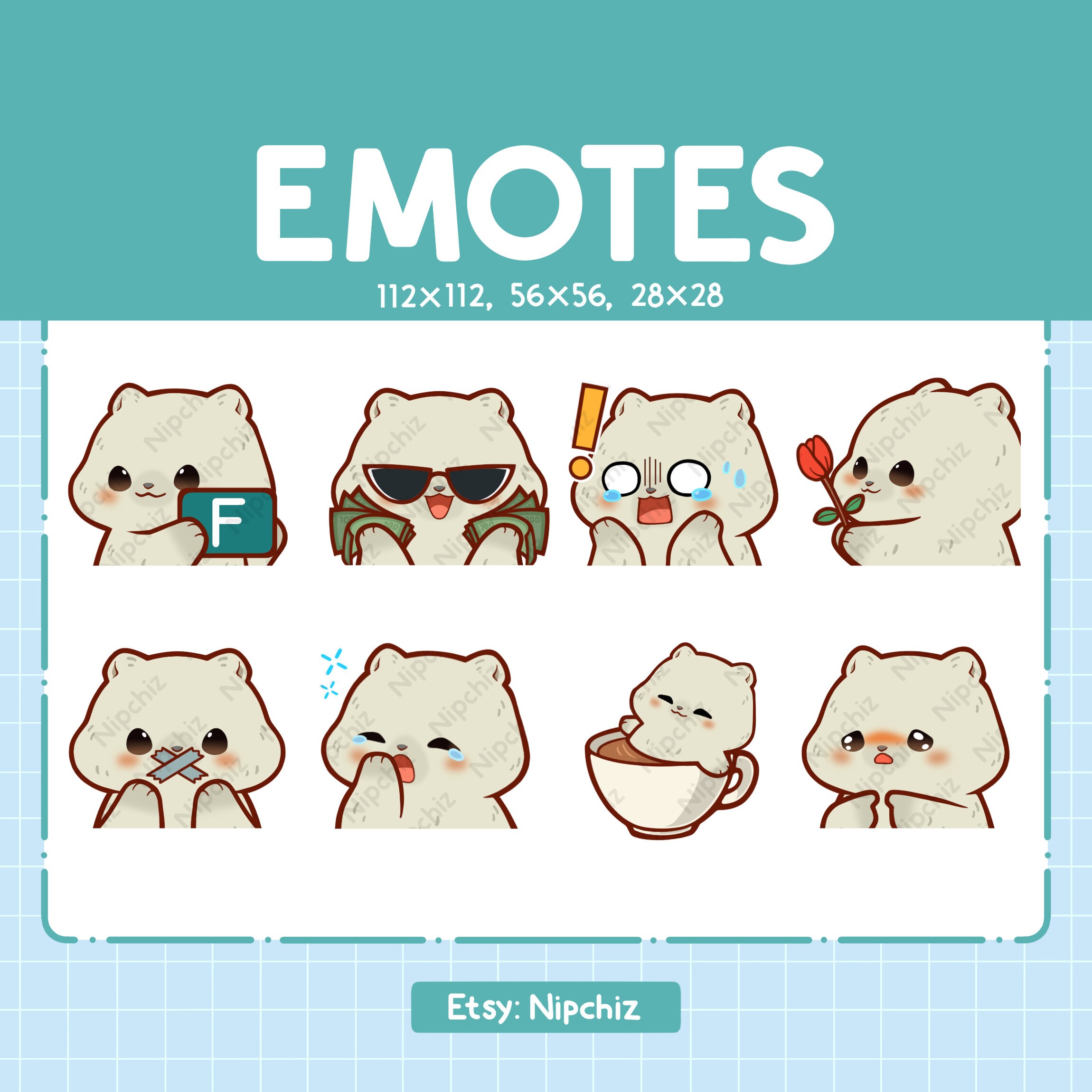 Cute Polar Bear Emotes 8 Emotes for Streamer Cute Polar Bear Emote Pack ...