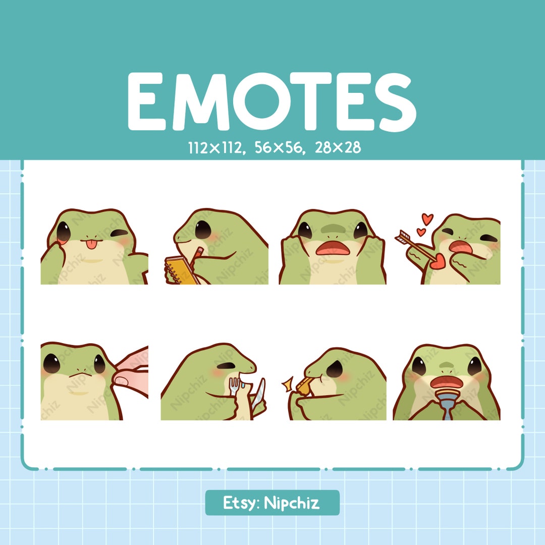 Frog Emotes / 8 Cute Frog Bundle / Emotes for Streamer Kawaii Emoji ...