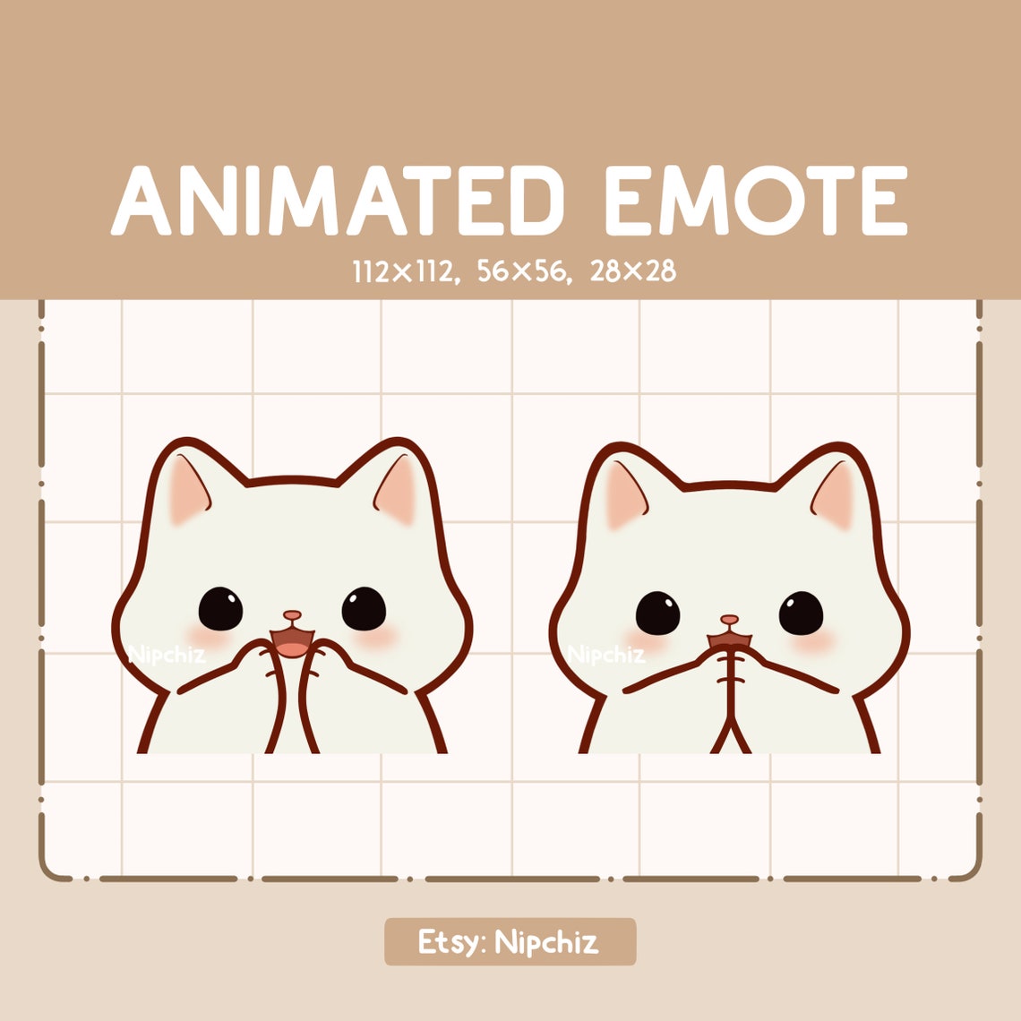 Animated Emote Chibi White Cat is Clapping His Hand / Emote for ...