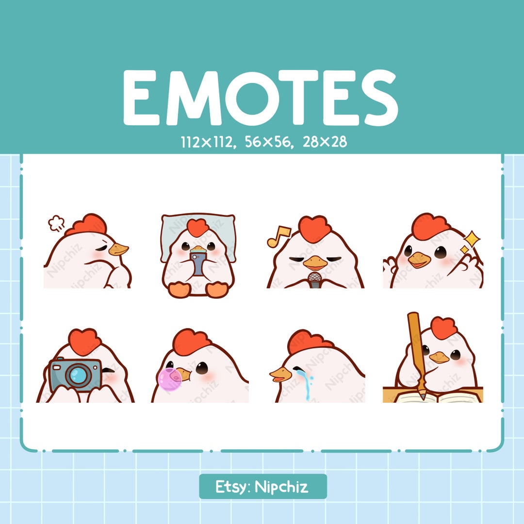 Chicken Emotes for Streamer (8) - Kawaii Cute Chicken - Emoji Pack for ...