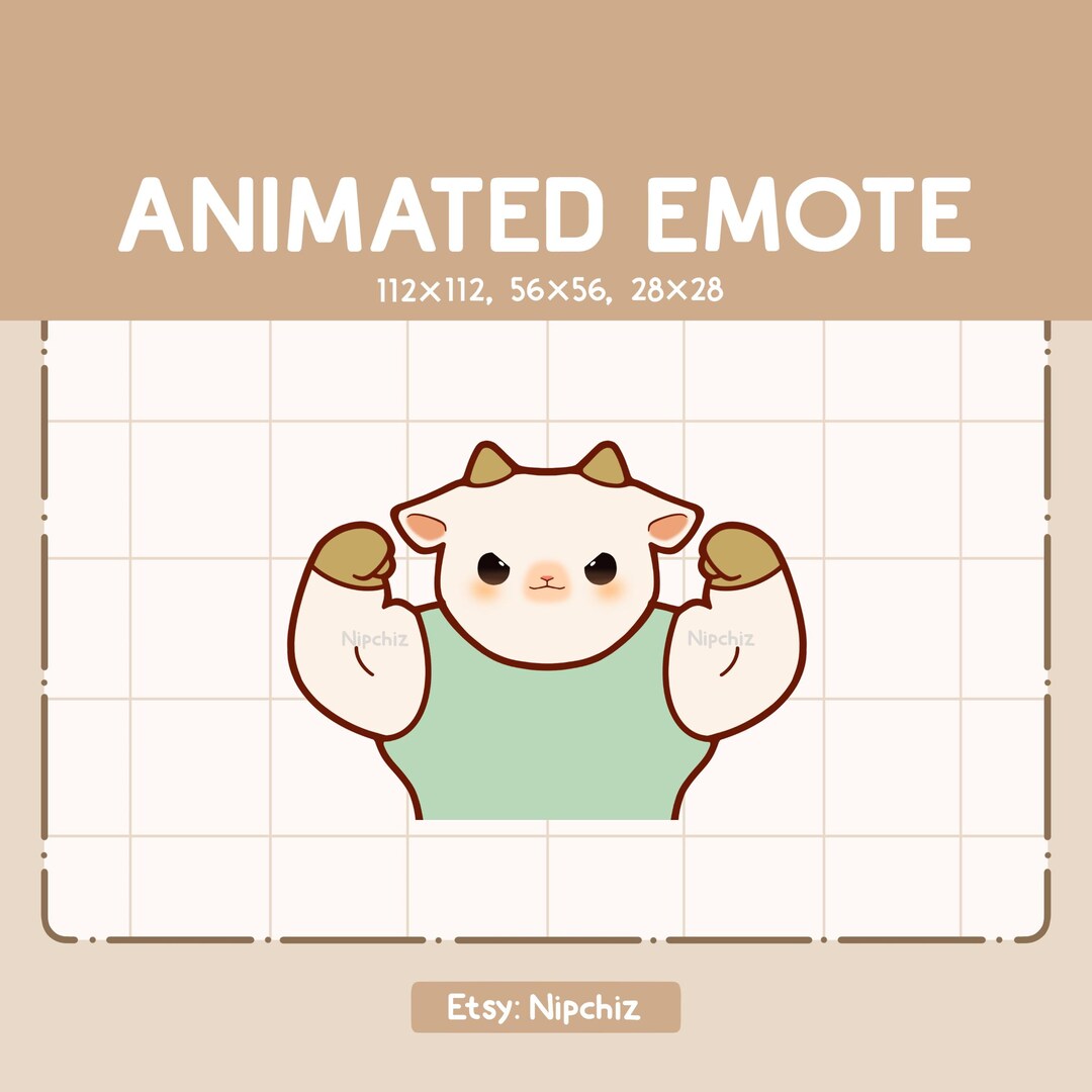 Animated Emote Cute Goat is Flexing His Muscle - Chibi Cartoon Emote ...