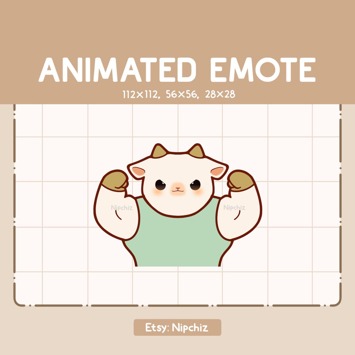 Animated Emote Cute Goat is Flexing His Muscle - Chibi Cartoon Emote ...