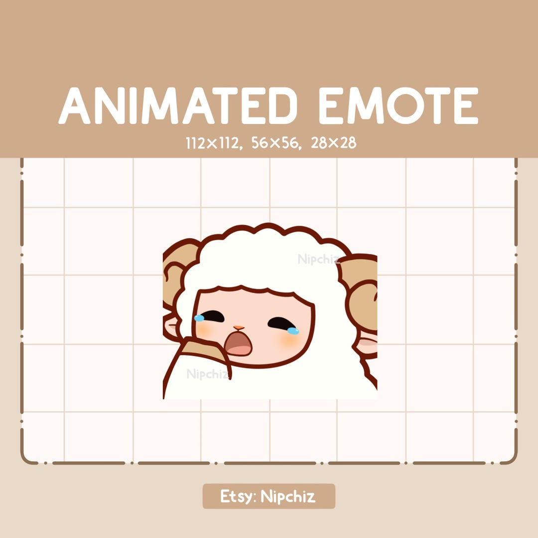 Animated Emote Cute Bored Sheep is Yawning - Cartoon Emote - Funny ...