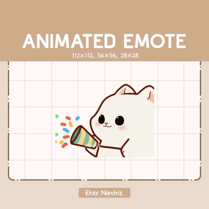 Animated Emote Cute White Cat Celebrating the Moment With His Party ...