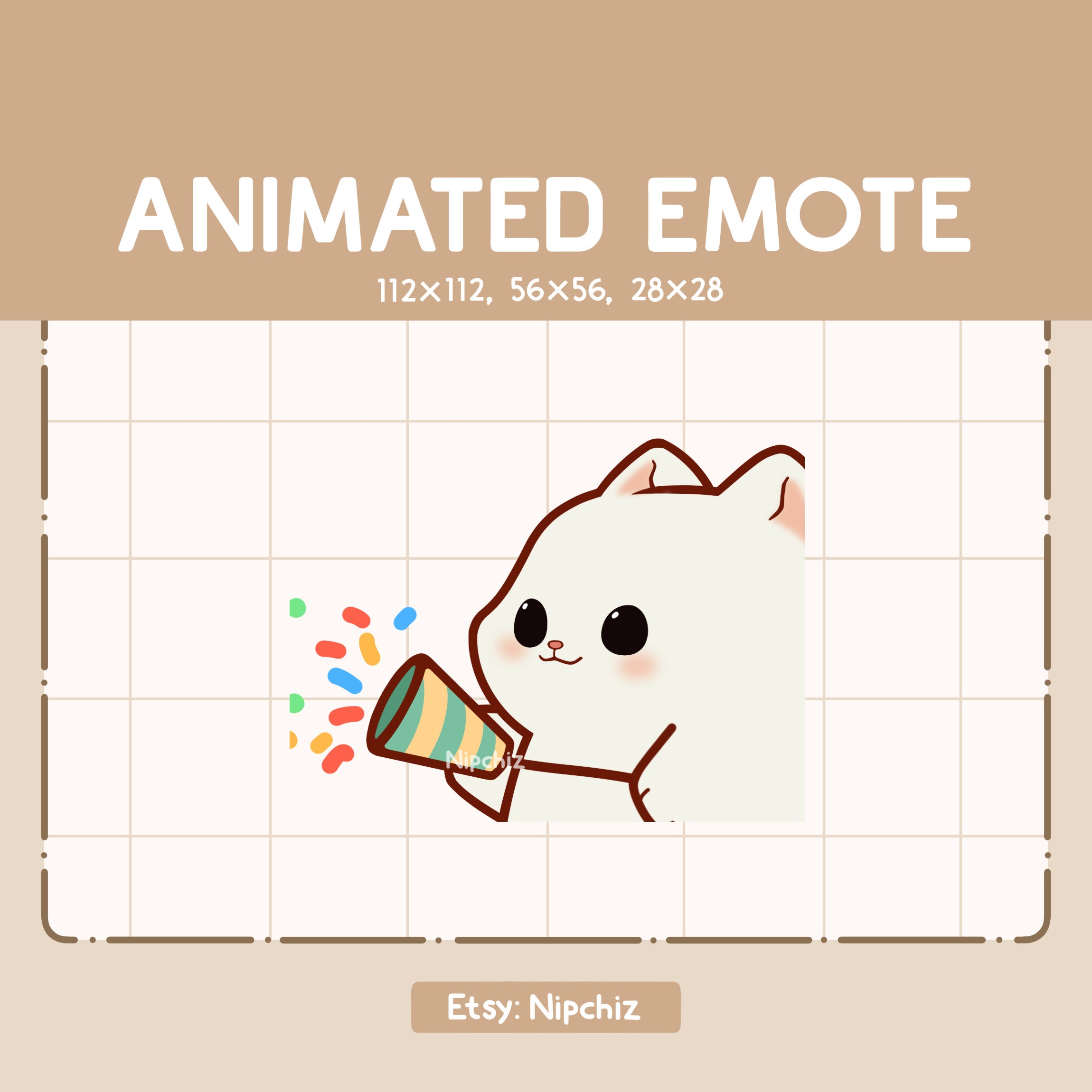 Animated Emote Cute White Cat Celebrating the Moment With His Party ...
