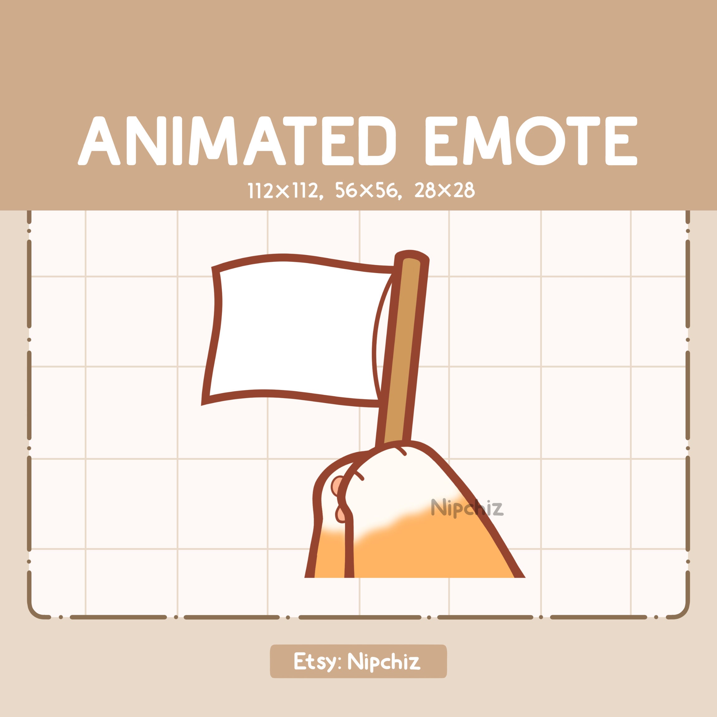 Animated Cute Orange Cat Paw Showing White Flag to Surrender Emote ...