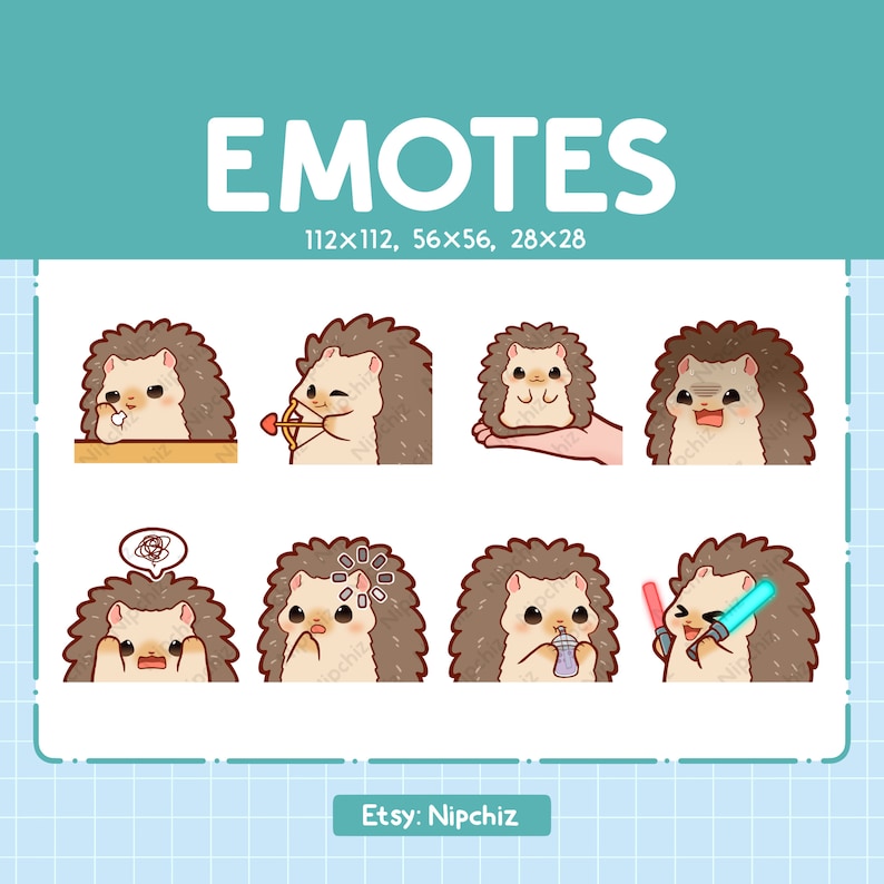 Chibi Hedgehog Emotes for Streaming 8 Kawaii Emotes Cute Hedgehog Emote ...