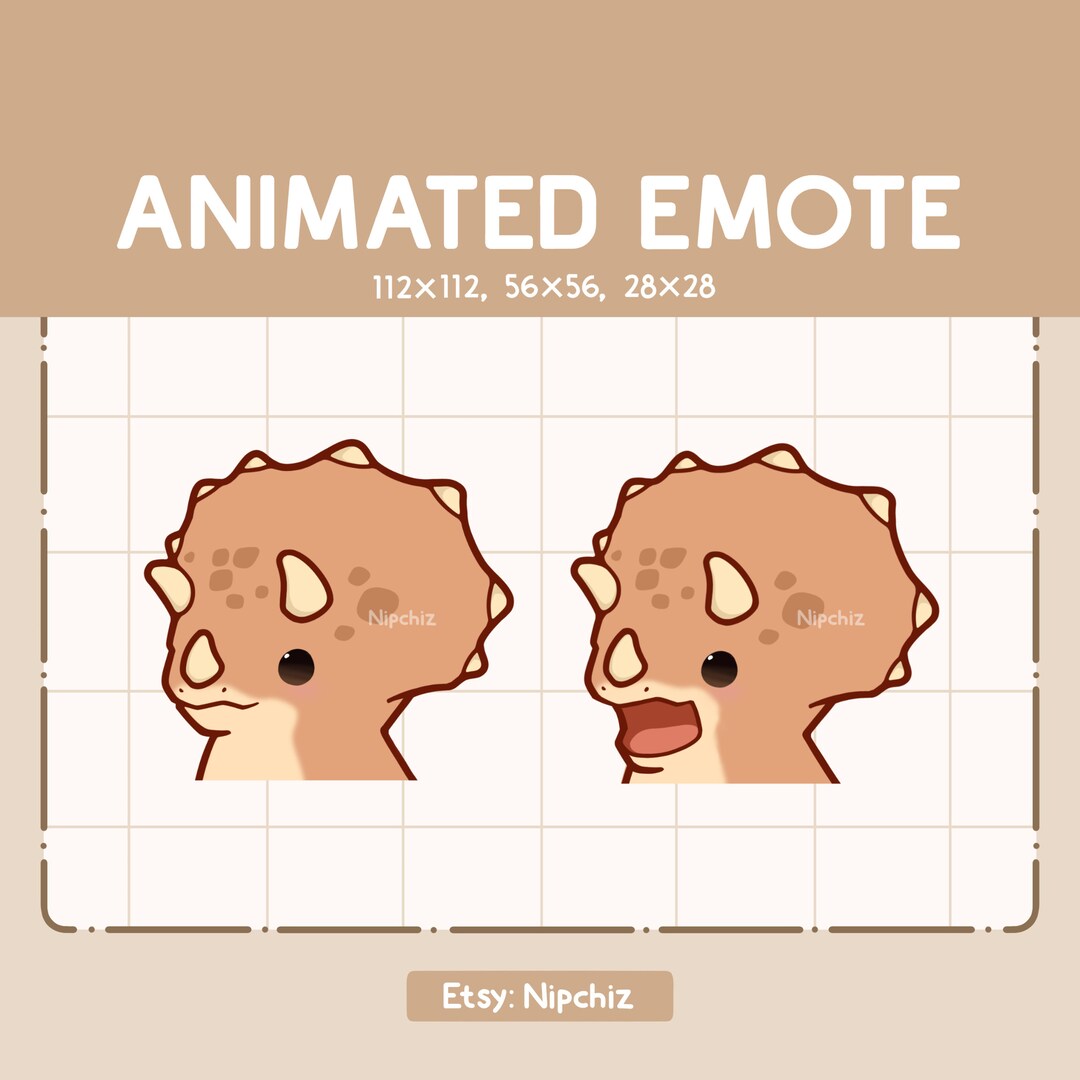 Animated Emote Cute Triceratops Mouth Open Closed / Emote for Streamer ...
