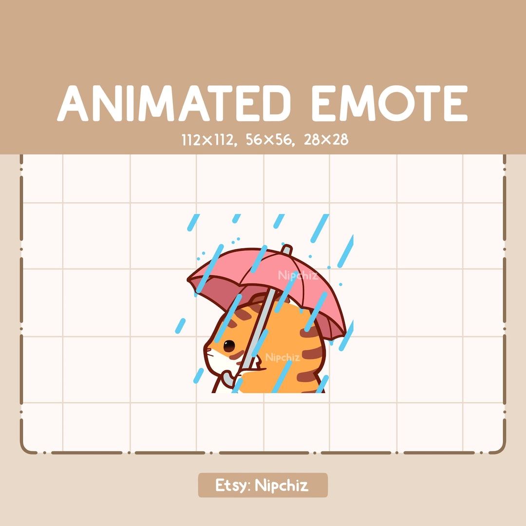 Animated Emote Chibi Tiger is Holding an Umbrella While It is Raining ...