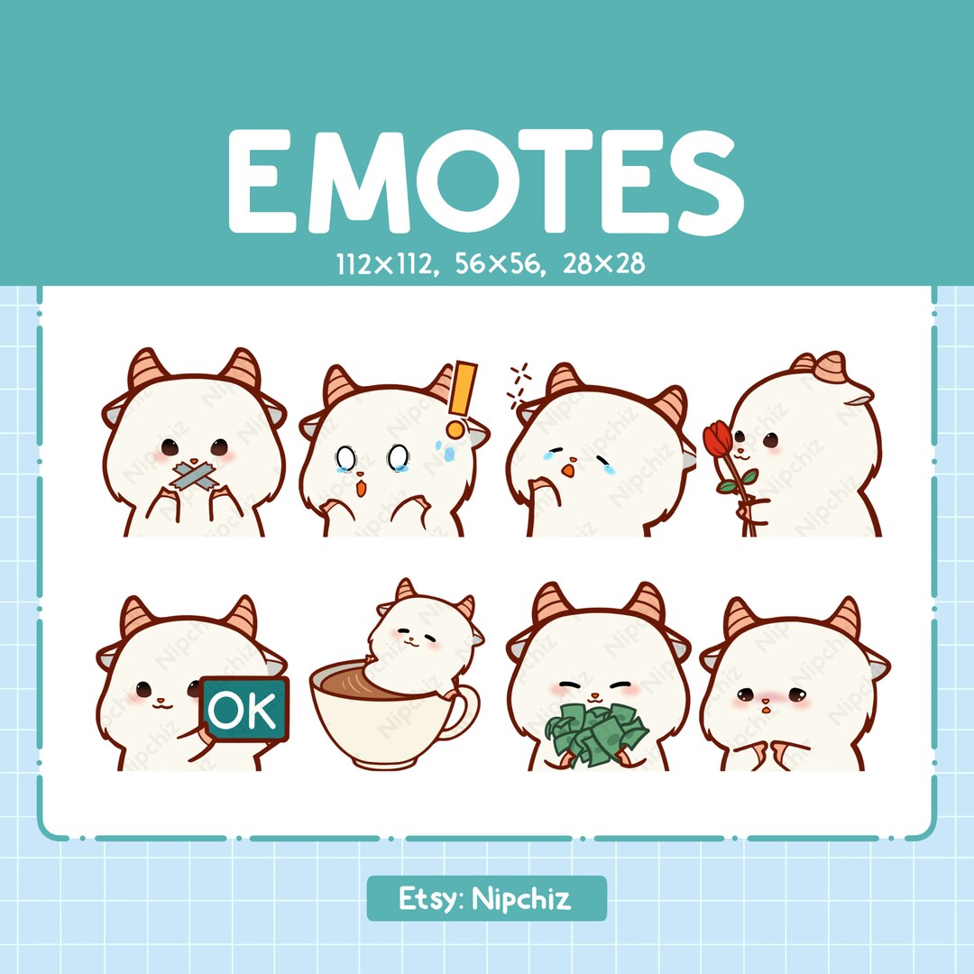 Emotes White Goat 8 Cute Emotes for Streaming Digital - Etsy