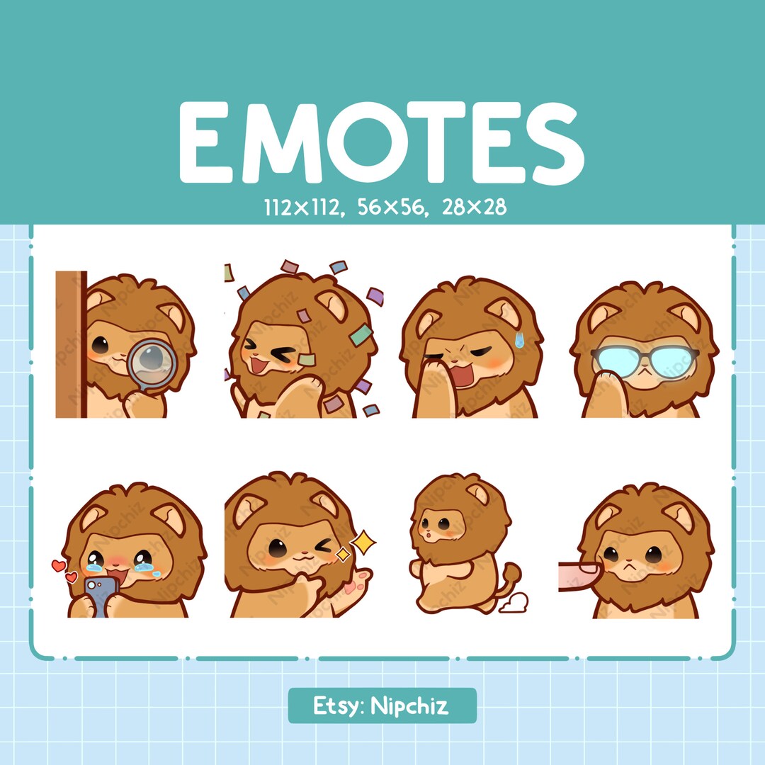 Cute Lion Emotes | 8 Emotes for Streamer | Cute Lion Emote Pack | Funny ...