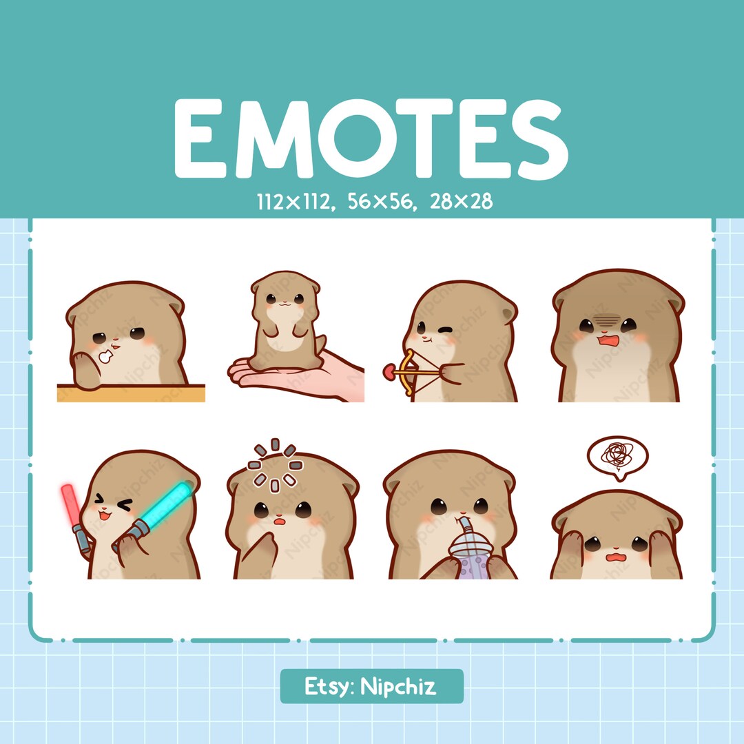 Kawaii Otter Emotes 8 Cute Emotes for Streamer Chibi - Etsy