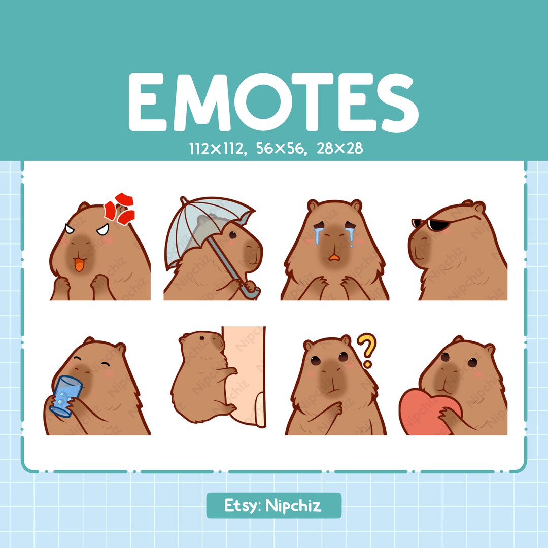 Capybara Emotes 8 Cute Capybara Bundle Emotes for Streamer - Etsy Portugal
