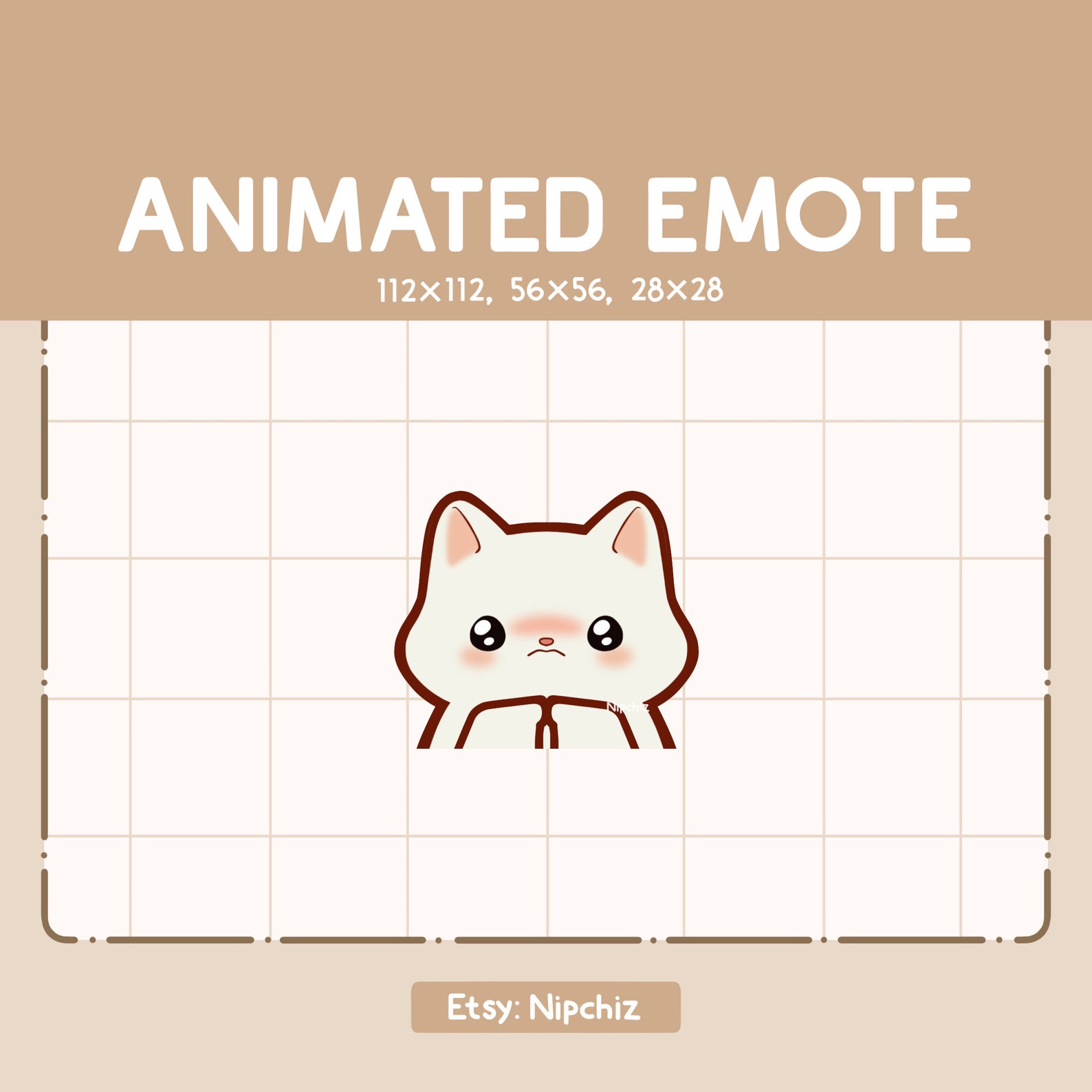 Animated Emote Cute and Adorable White Cat Shy and Begging / Funny ...