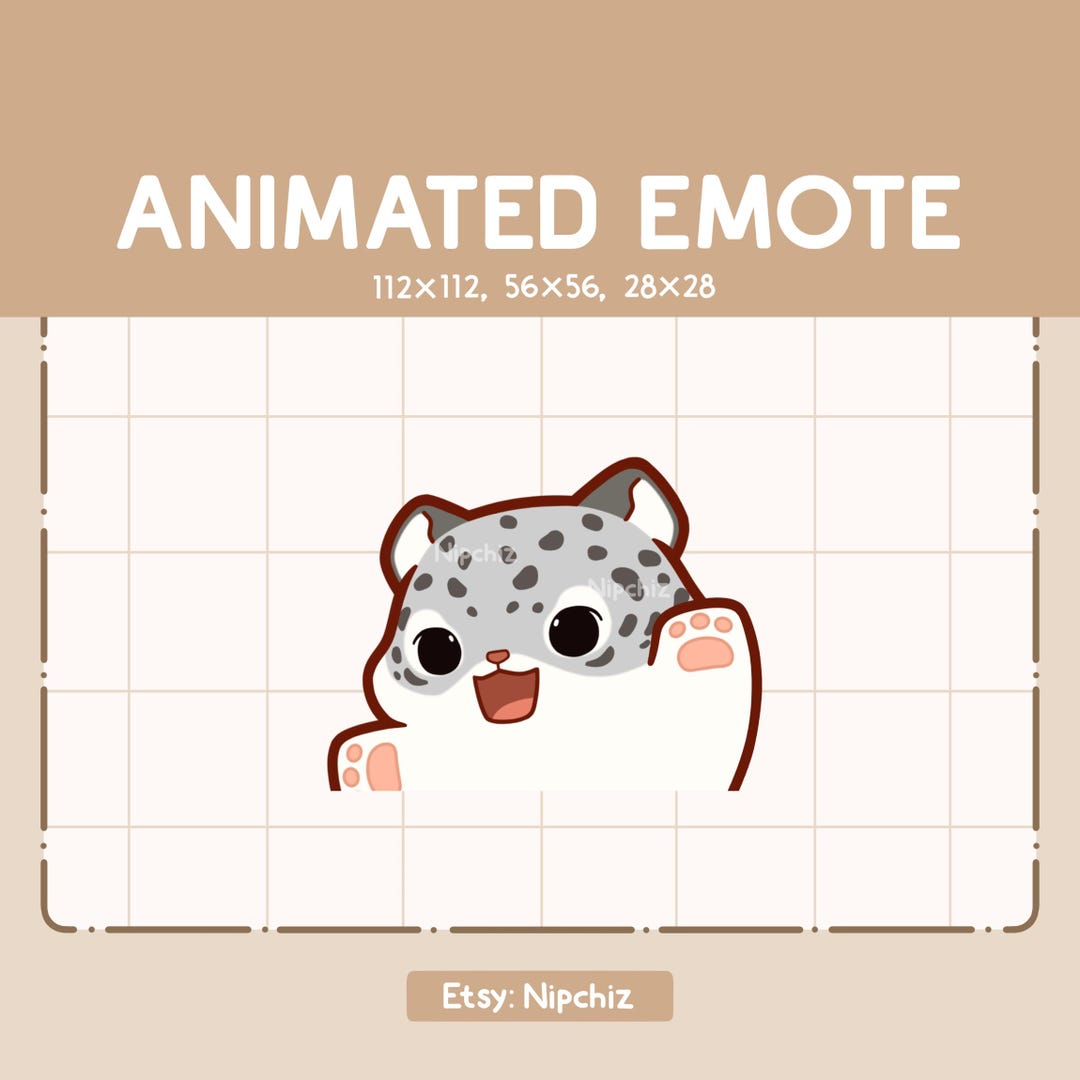 Animated Emote Cute Cheerful Snow Leopard Dancing - Kawaii Funny Emote ...