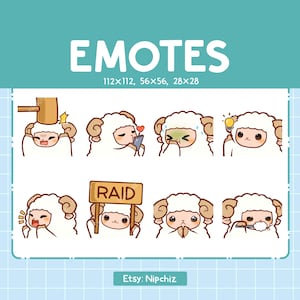 Sheep Emotes / 8 Cute Baby Sheep Bundle / Emotes for Streamer Kawaii ...