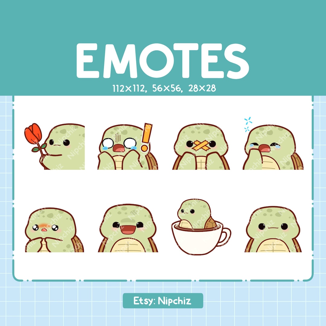 Chibi Turtle Emotes for Streaming - (8) Kawaii Emotes – Cute Turtle ...