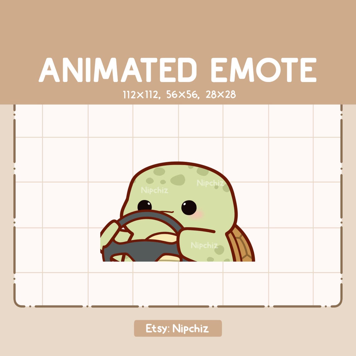 Animated Emote Turtle is Steering Wheel - Kawaii Chibi Emote / Emote ...