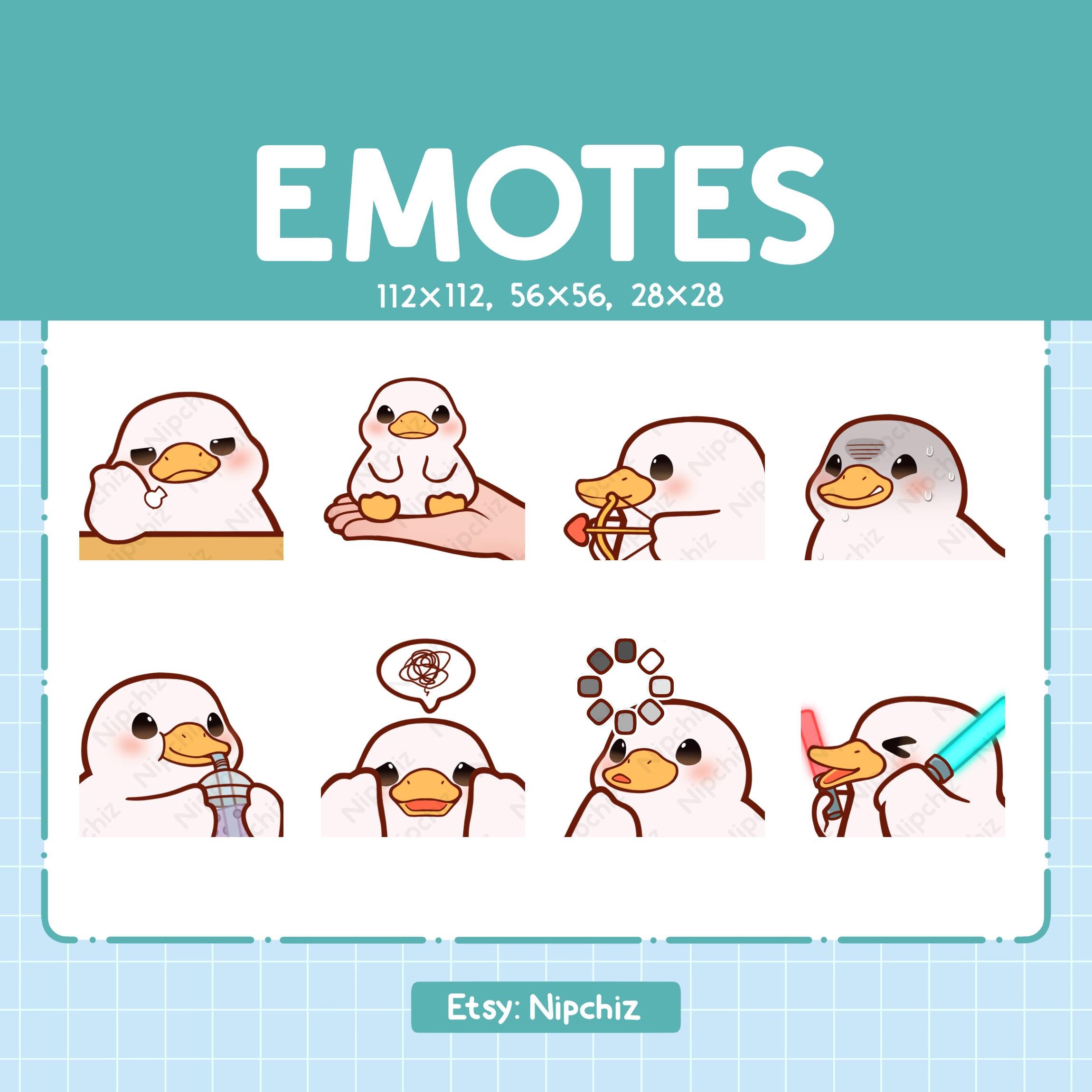 Kawaii White Duck Emotes (8) – Cute Emotes for Streamer – Chibi White ...