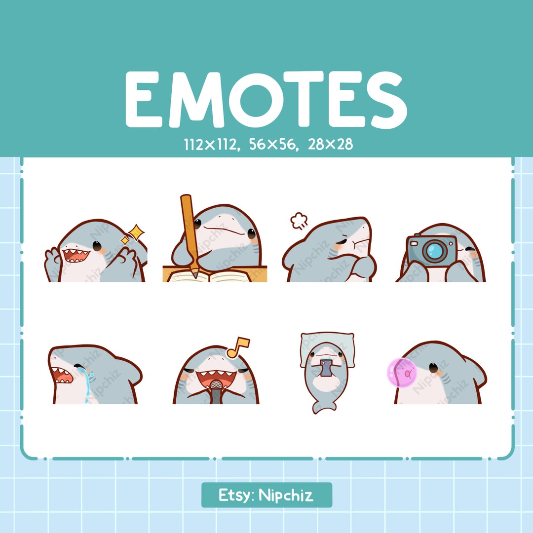 Shark Emotes for Streamer (8) - Kawaii Cute Shark - Emoji Pack for ...