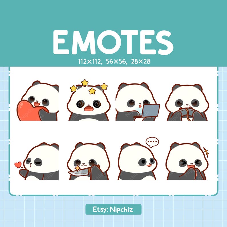 Emotes Panda / 8 Cute Emotes for Streaming / Digital / Chibi Panda ...
