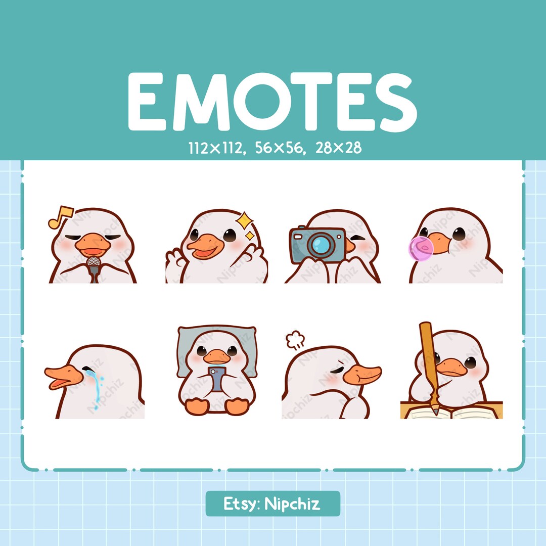 Cute White Duck Emotes 8 Emotes for Streamer Cute White Duck Emote Pack ...
