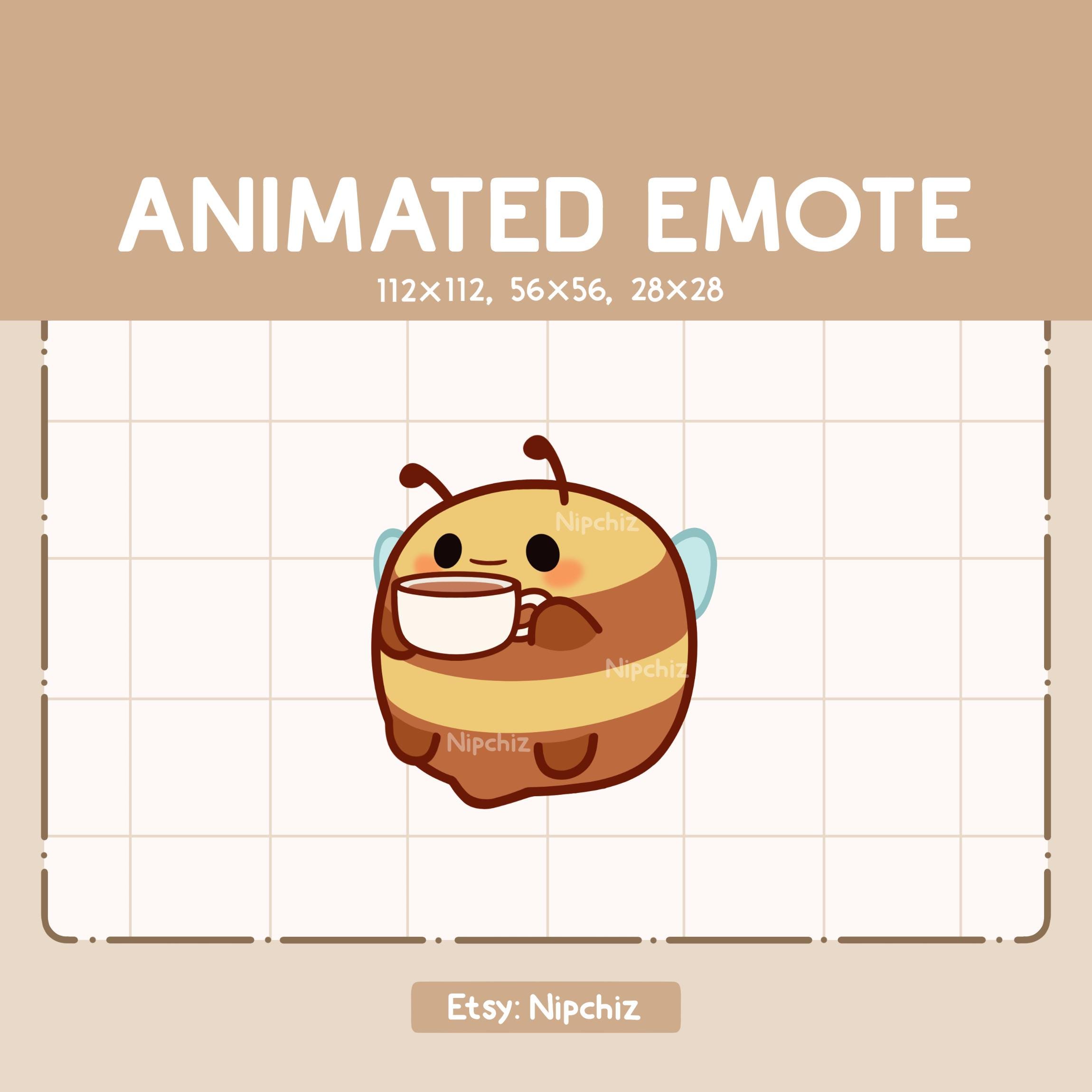 Animated Emote Bee is Sipping a Cup of Coffee - Cute Cartoon Emote ...