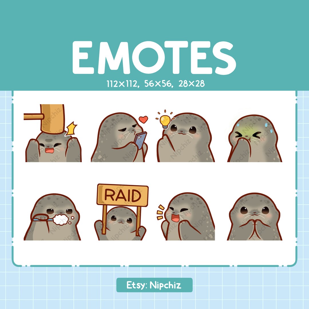 Seals Emotes / Cute Emoji Pack / 8 Baby Seals Emotes for Streaming ...