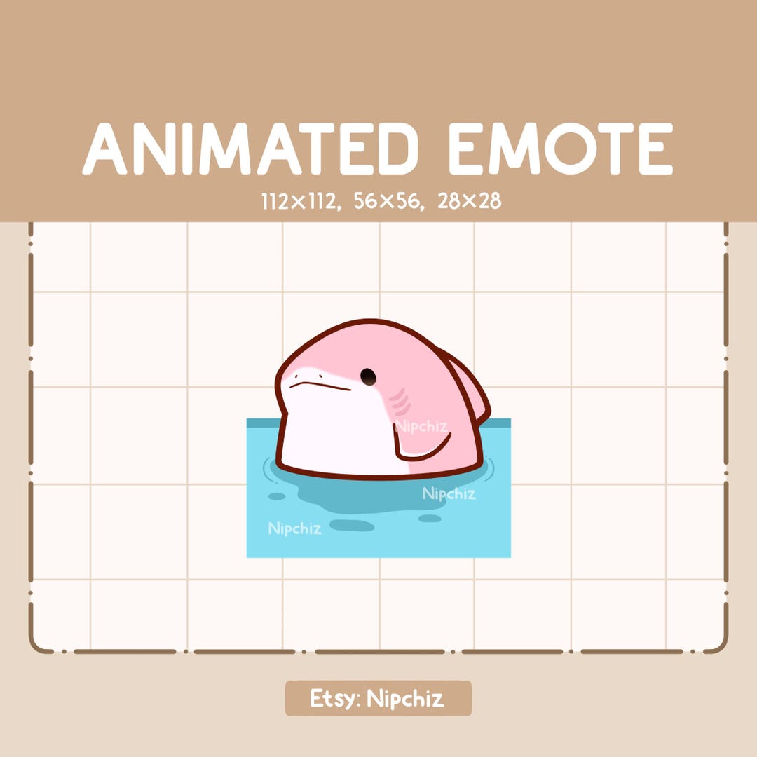 Animated Emote Adorable Pink Shark Spinning on Water / Kawaii Cartoon ...
