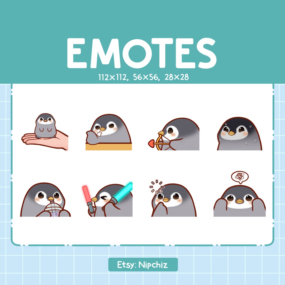 Penguin Emotes for Streamer (8) - Kawaii Cute Penguin - Emoji Pack for ...