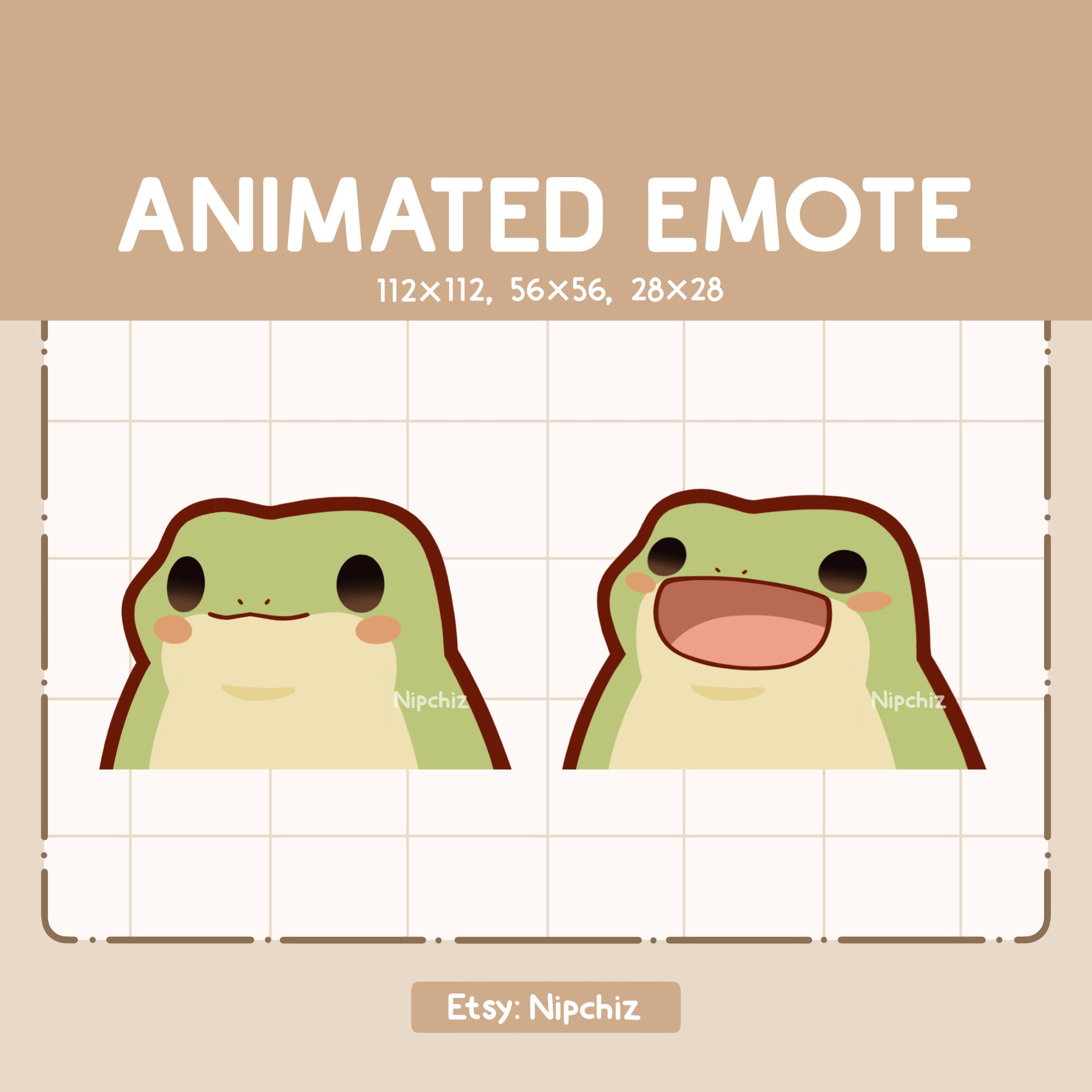 Animated Adorable Green Frog Mouth Open Closed Emote / Emote for ...
