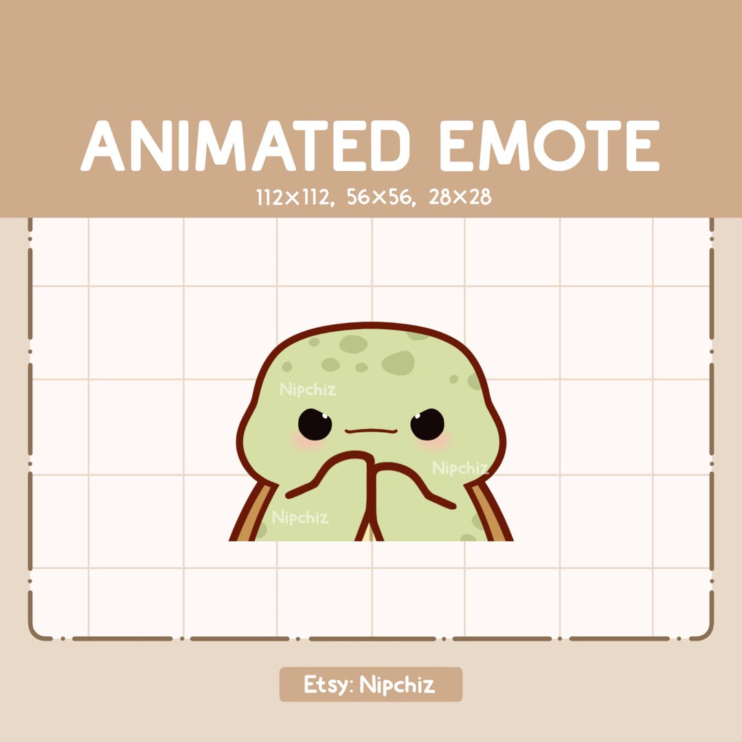 Animated Emote Cute Turtle Has a Plan With Scheming Face - Funny Emote ...