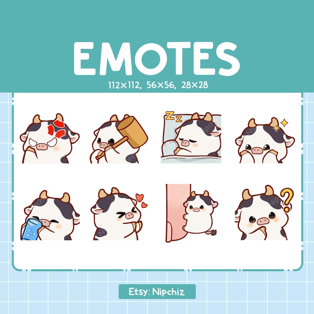 Cute Cow Emotes | 8 Emotes for Streamer | Cute Cow Emote Pack | Funny ...