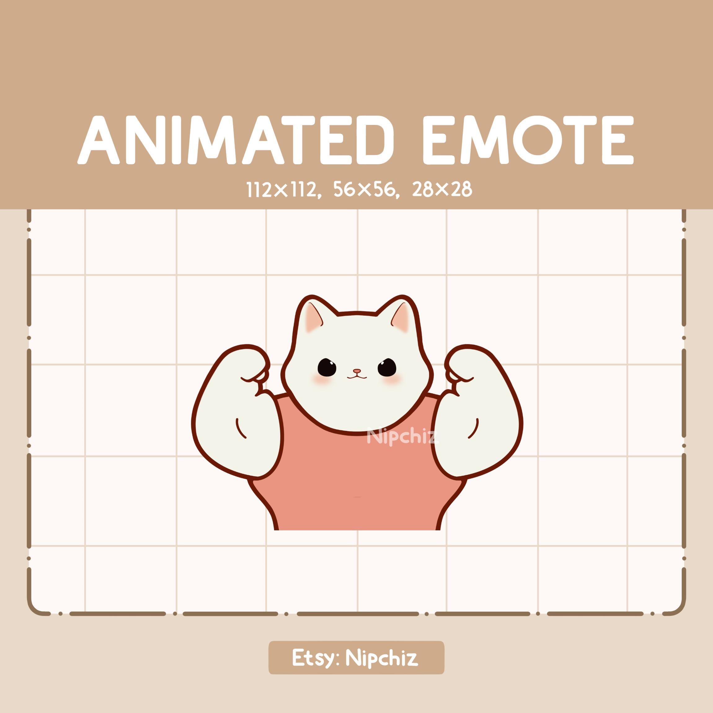 Animated Emote White Cat is Flexing His Muscle - Ready to Use - Cartoon ...