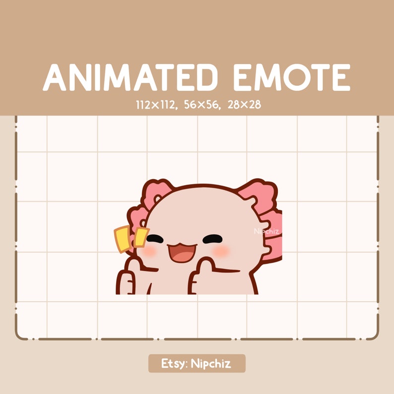 Animated Emote - Adorable Cute Axolotl Thumb Hand and Approve Emote ...