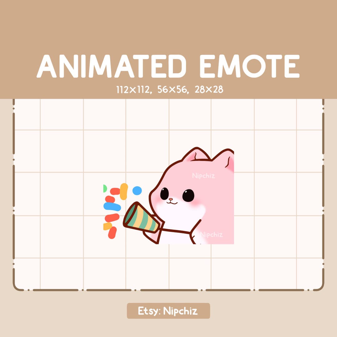 Animated Emote Chibi Pink Cat Celebrating the Moment With His Party ...