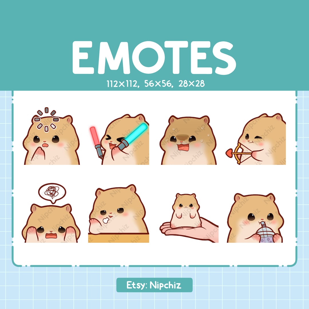 Chibi Golden Hamster Emotes for Streaming 8 Kawaii Emotes Cute Golden ...