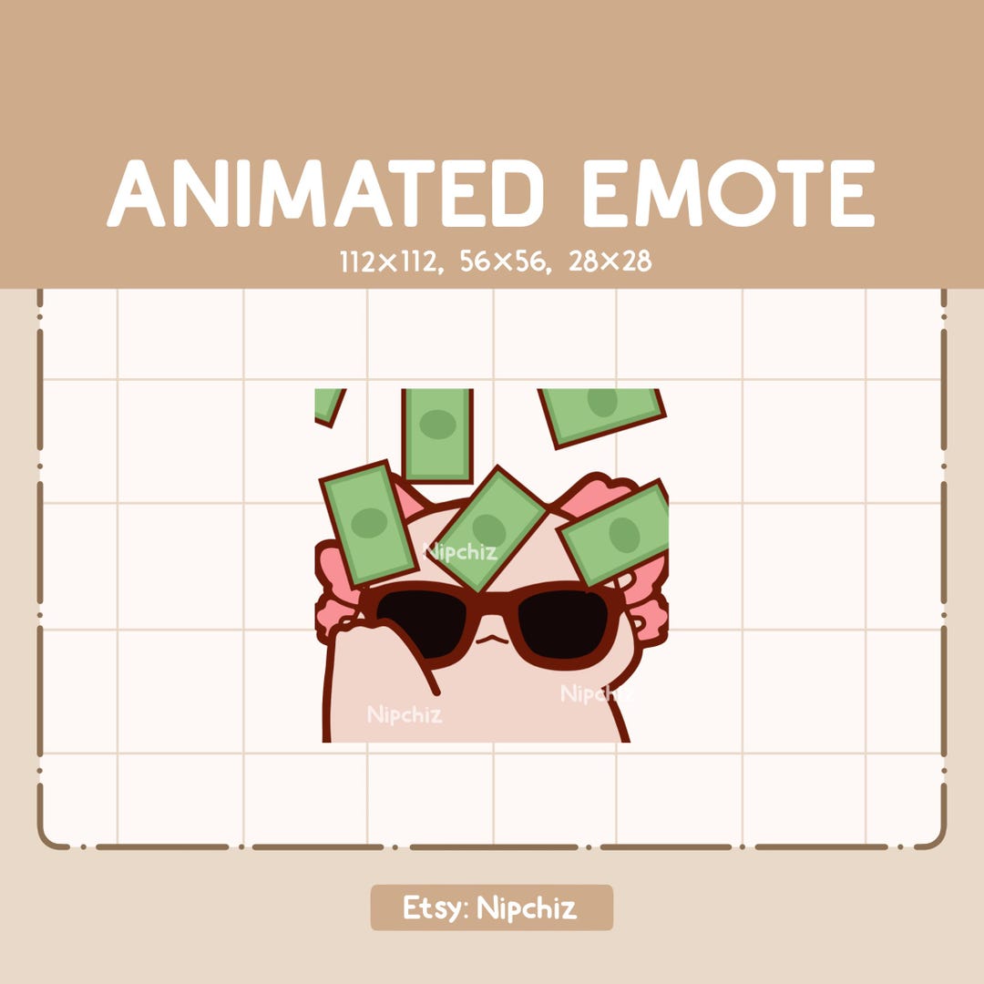 Animated Emote Cute Fancy Axolotl With the Cool Glasses - Adorable ...