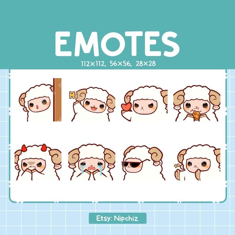 Sheep Emotes for Streamer (8) - Kawaii Cute Baby Sheep - Emoji Pack for ...
