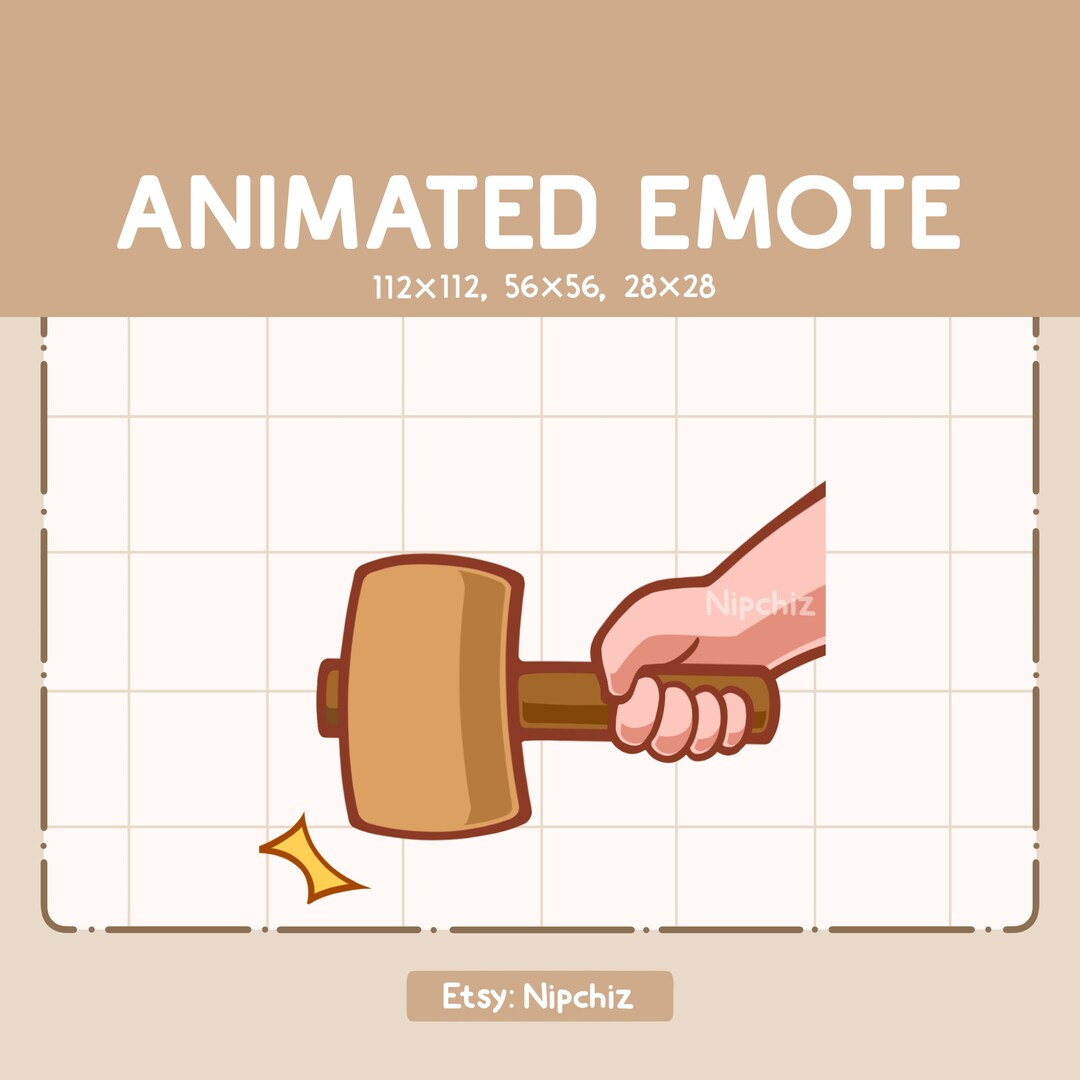 Animated Emote - Cute Hand Knocking Hammer - Cartoon Emote for Streamer ...