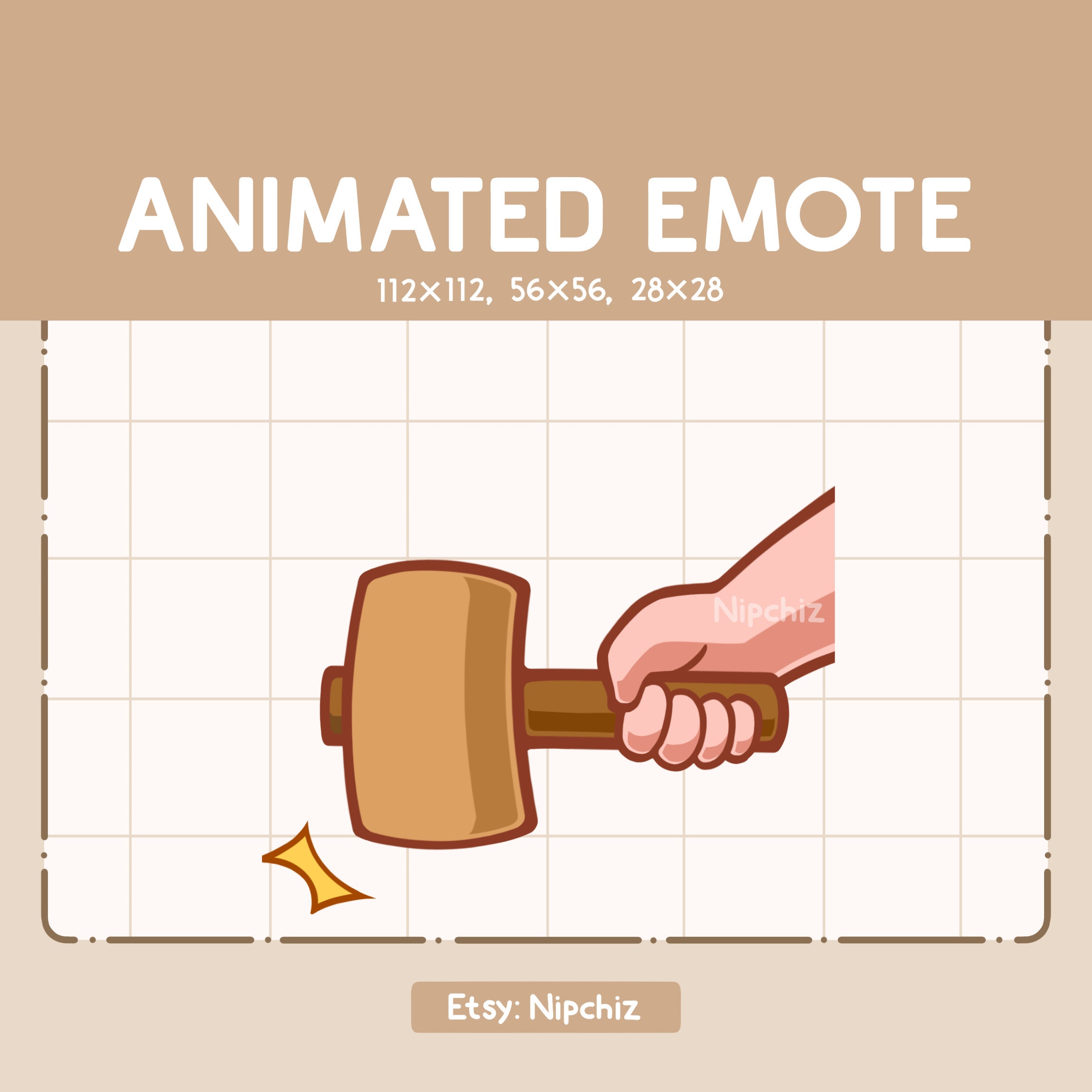 Animated Emote - Cute Hand Knocking Hammer - Cartoon Emote for Streamer ...