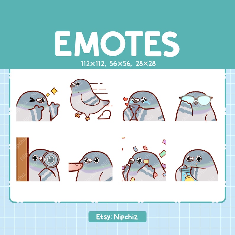 Chibi Pigeon Emotes for Streaming - (8) Kawaii Emotes – Cute Pigeon ...