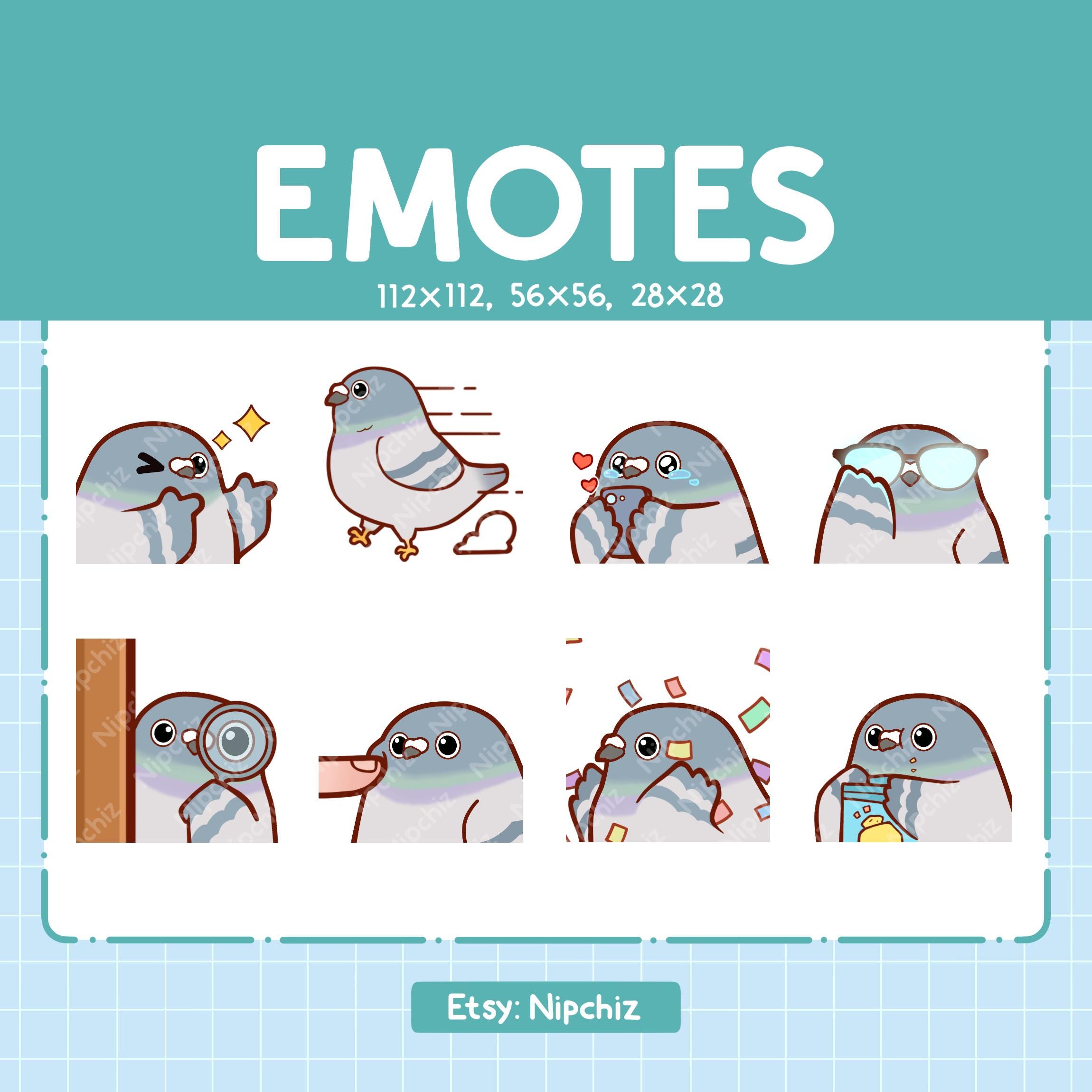 Chibi Pigeon Emotes for Streaming - (8) Kawaii Emotes – Cute Pigeon ...