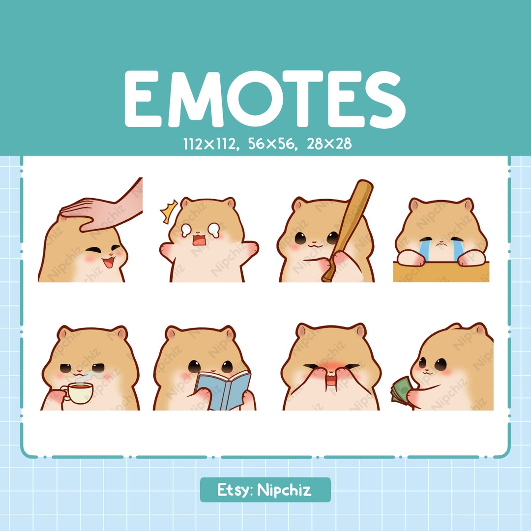 Golden Hamster Emotes 8 Pack / Chibi Golden Hamster Emotes for Streamer ...