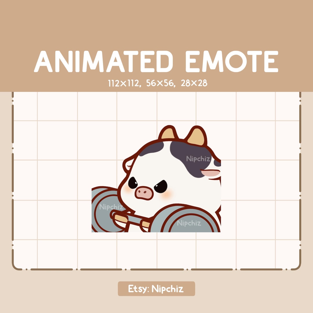 Animated Emote Chibi Cow is Doing Workout / Kawaii Cartoon Emote ...