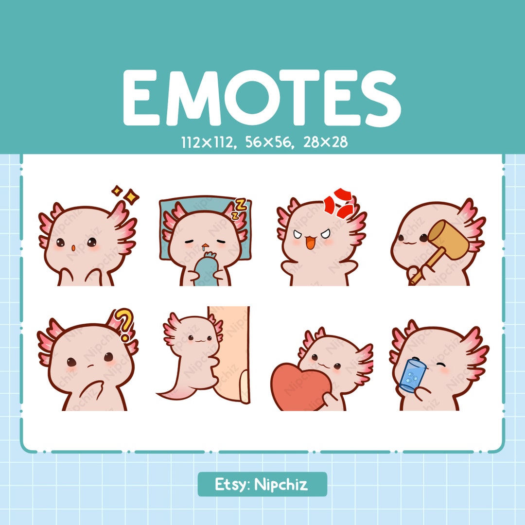 Axolotl Emotes 8 Cute Axolotl Bundle Emotes for Streamer - Etsy