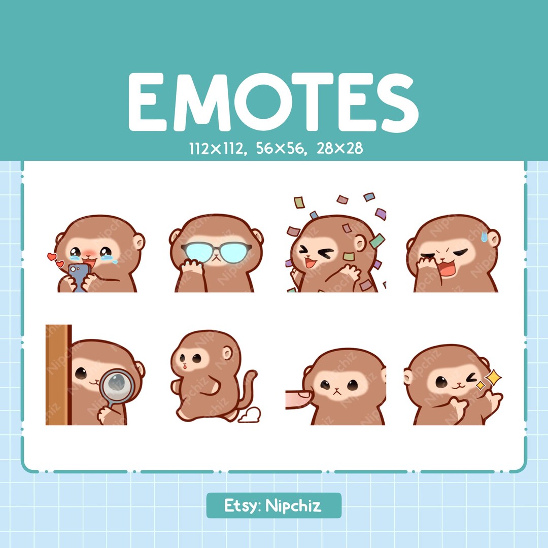 Cute Monkey Emotes | 8 Emotes for Streamer | Cute Baby Monkey Emote ...
