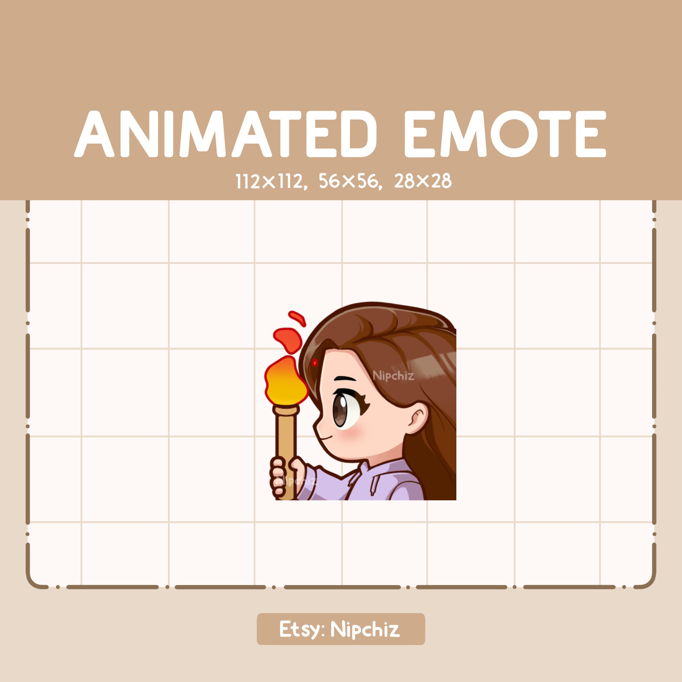 Animated Emote Cute Girl Long Straight Brown Hair Walking and Holding a ...